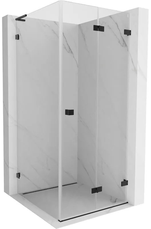 Mexen Lunar-F L, sklápěcí sprchový kout pravý 70 x 70 cm, 8mm čiré sklo, černý profil, 836L-070-070-70-00-P