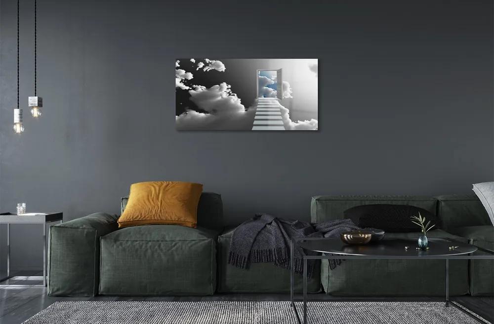 Obraz na skle Schody mraky dveře 125x50 cm