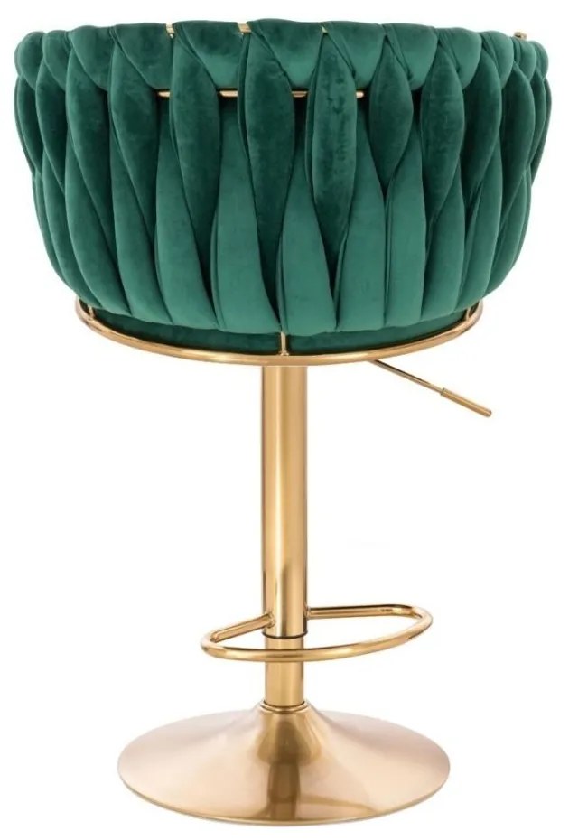 LuxuryForm DESIGN Barová židle NORDEN VELUR na zlaté kulaté podstavě - zelená
