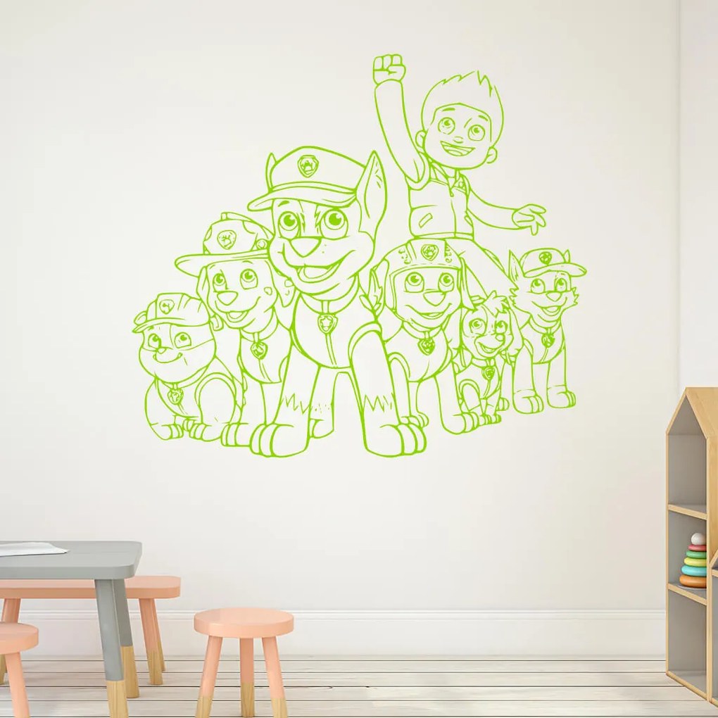 Živá Zeď Samolepka na zeď Ryder a tlapková patrola Barva: zelená, Velikost: 100 x 88 cm