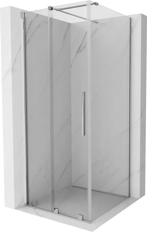 Mexen Velar, sprchový kout s posuvnými dveřmi 110(dveře) x 110(stěna) cm, 8mm čiré sklo, chromový profil, 871-110-110-01-01