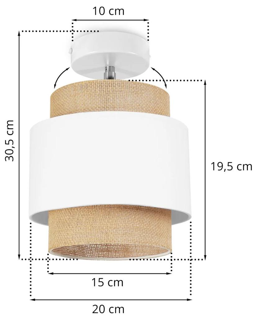 Nástěnné svítidlo BOHO, 1x jutové/bílé textilní stínítko, (možnost polohování)