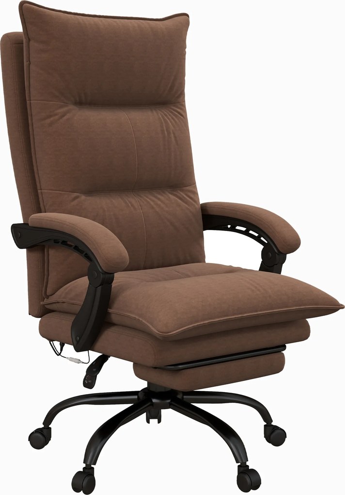 Kancelářská židle Vinsetto s masážní funkcí, naklápěcí v úhlu 155°, otočná židle s područkami, ergonomická kancelářská židle, hnědá| Aosom