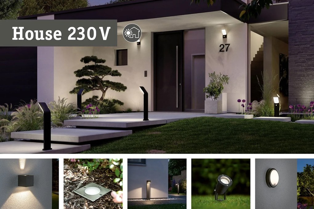 P 94713 AKCE - LED venkovní nástěnné svítidlo Capea neláká hmyz IP44 96x128mm 2200K 6W 230V 98° černá hliník - PAULMANN