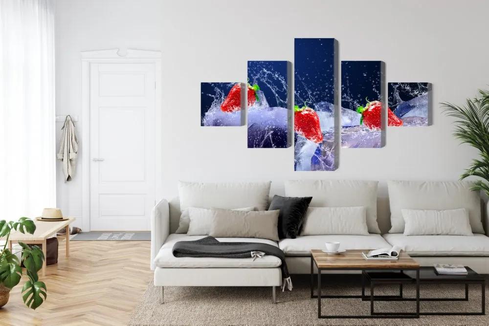 Vícedílný obraz Jahody Na Ledu Nedostatek Nedostatek Plátno Canvas 150x90