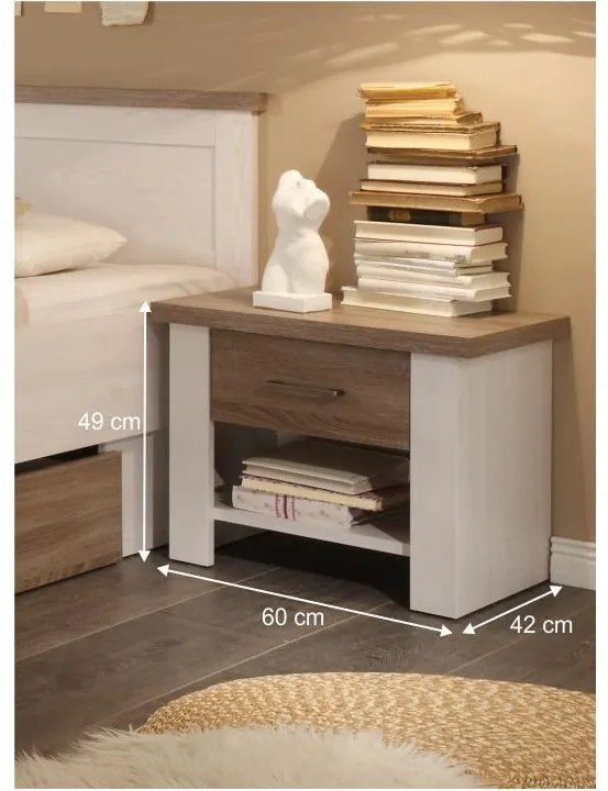 Ložnicová sestava LUMERA pinie bílá / dub sonoma trufel Tempo Kondela