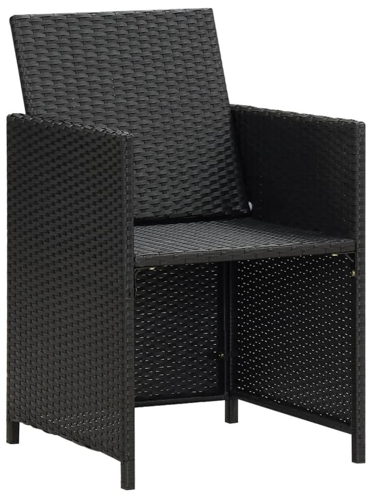 vidaXL Zahradní židle 2 ks s poduškami a polštáři polyratan černé