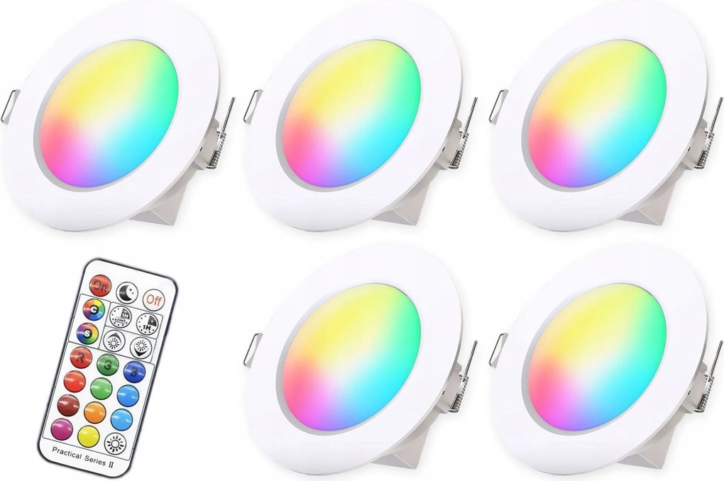 5 x Zápustné Očko Koupelnové IP44 Rgb Dálkový Ovladač