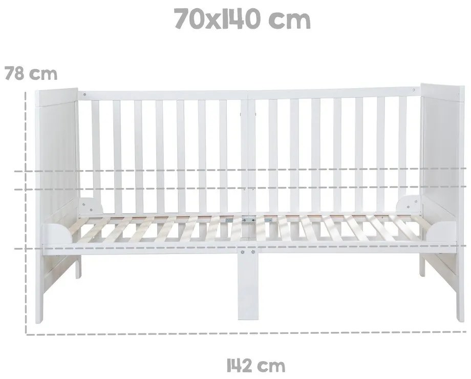 Bílá postýlka s nastavitelnou výškou 70x140 cm Easy Sleep – Roba