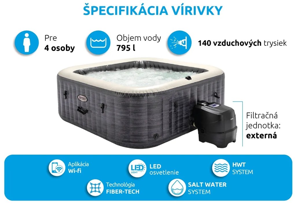 Intex | Vířivý bazén Pure Spa Greystone Deluxe Bubble Spa 4 NP | 11400294