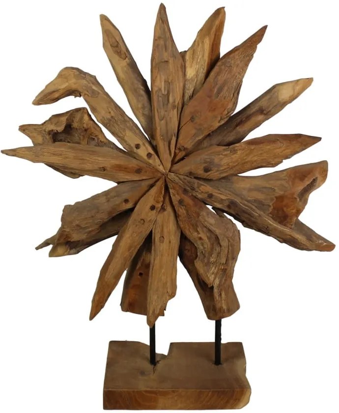 Dekorace z teakového dřeva HSM collection Sunflower, 40 x 50 cm