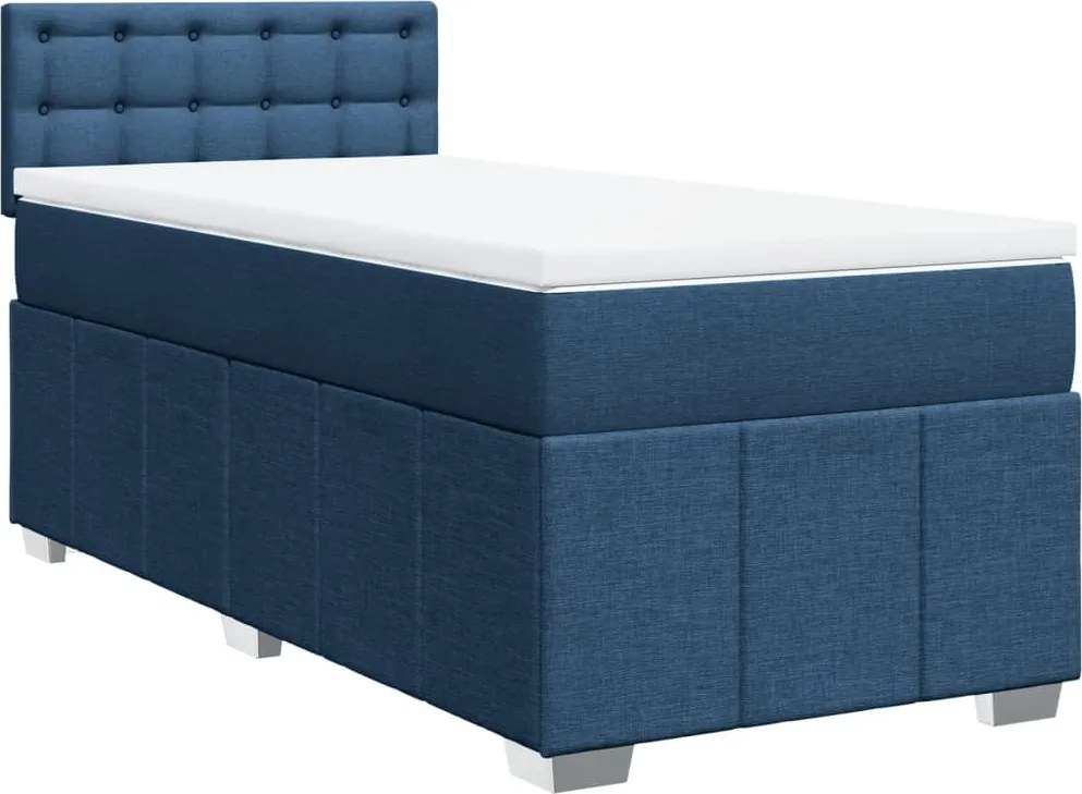 Box spring postel s matrací modrá 90x200 cm textil 3286971