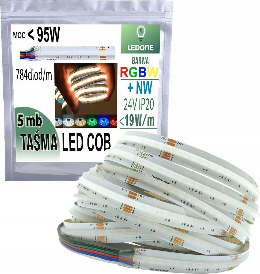 Led páska Cob 784 diod Rgbw Nw světelná linka neutrální 24V <19W/m 5mb