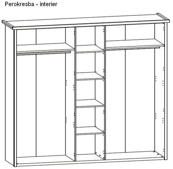 Šatní skříň Locarno, 5-dveřová, grafit/dub artisan