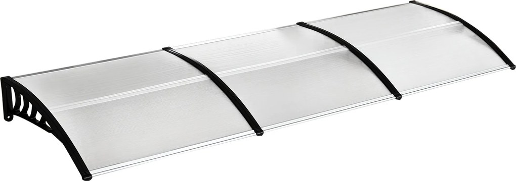 Stínidlo nad dveřmi Outsunny 90 x 295 cm, zakřivené stínidlo s UV ochranou, sluneční clona nad předními dveřmi vyrobená z polykarbonátu, ochrana proti