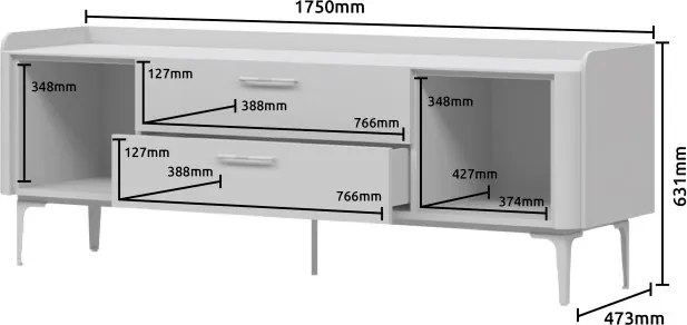 TV komoda AIR - TV175-2K2F/AI - Pepper bílá lak mat