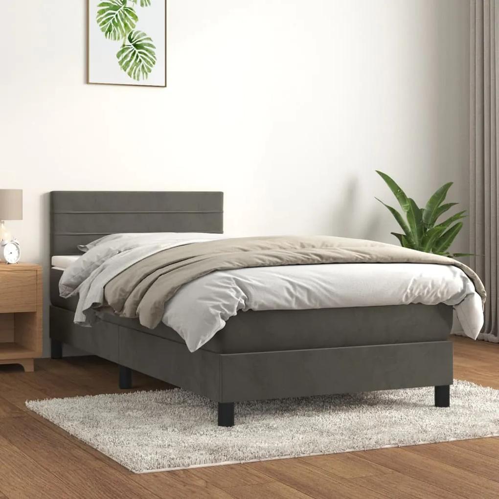 Box spring postel s matrací tmavě šedá 90x190 cm samet,  3141336