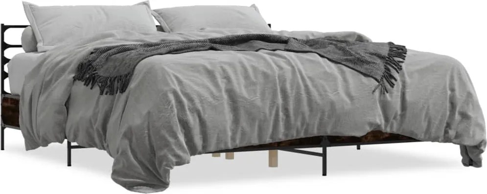 Rám postele kouřový dub 180 x 200 cm kompozitní dřevo a kov 3280059