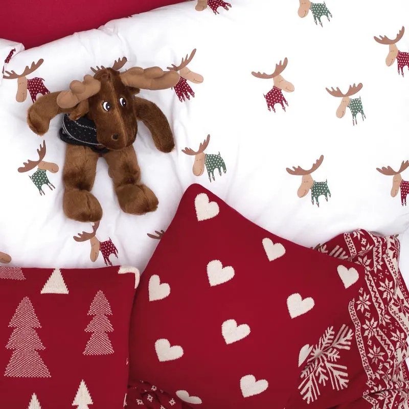 SCANquilt povlečení KLASIK SOFT elgar bíločervenozelená 140 x 200/70 x 90 cm