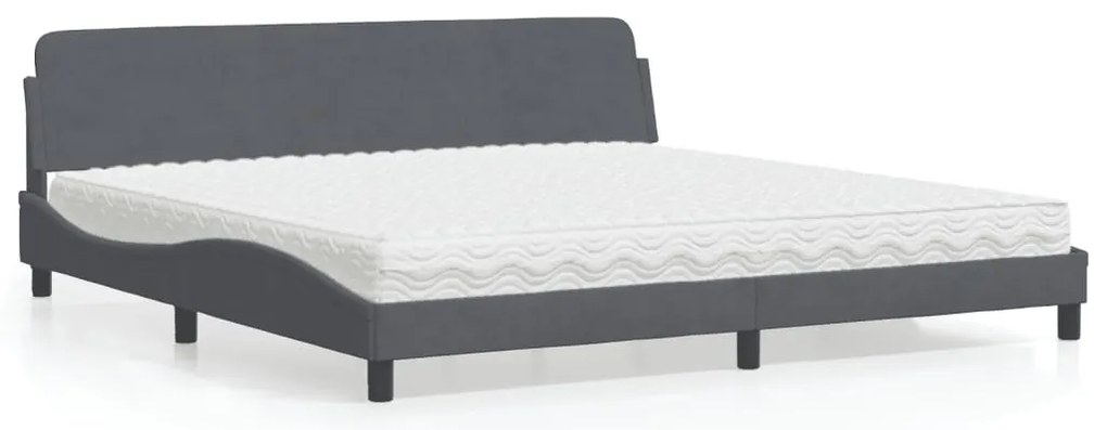 Postel s matrací Dover tmavě šedá 200 x 200 cm samet 3208472