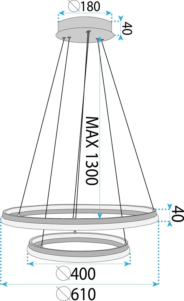 Toolight Toolight, LED stropní svítidlo 60cm, 75W, 3000K, LHJ043-CP2, zlatá, OSW-50020