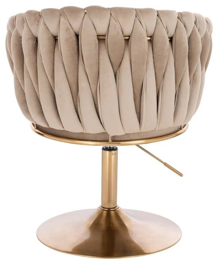 LuxuryForm DESIGN Otočná židle NORDEN VELUR na zlatém talíři - latte