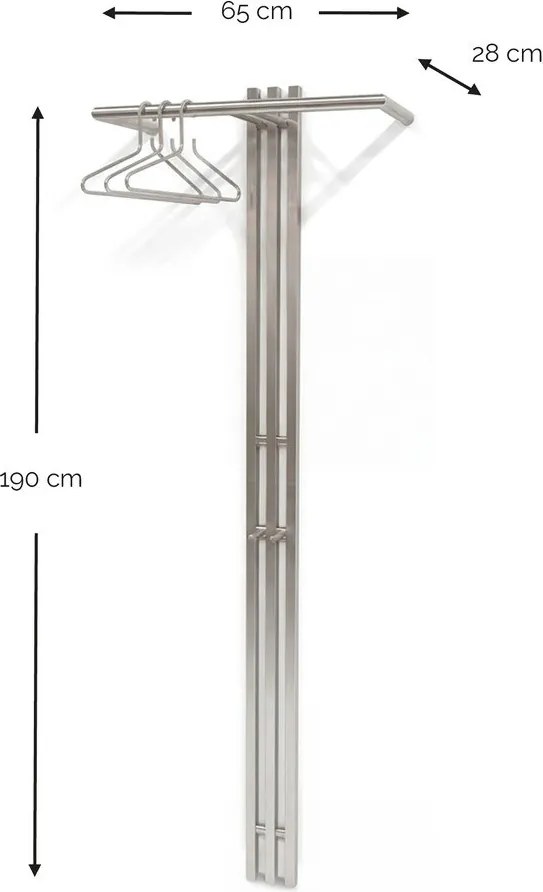 Ocelový nástěnný věšák ve stříbrné barvě 65 cm Senza – Spinder Design