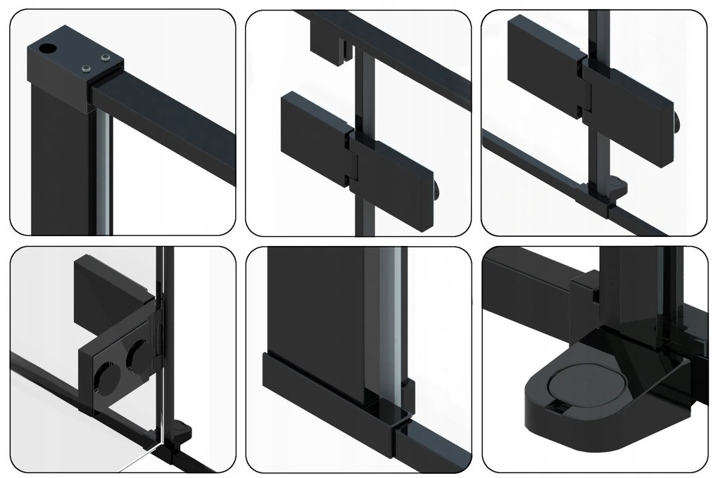 Čtvercový sprchový kout REA FARGO 90x90 cm, černý matný/transparent - bez vaničky