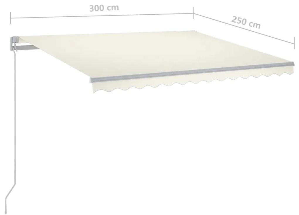 Automatická zatahovací markýza se sloupky 3 x 2,5 m krémová,  3069907