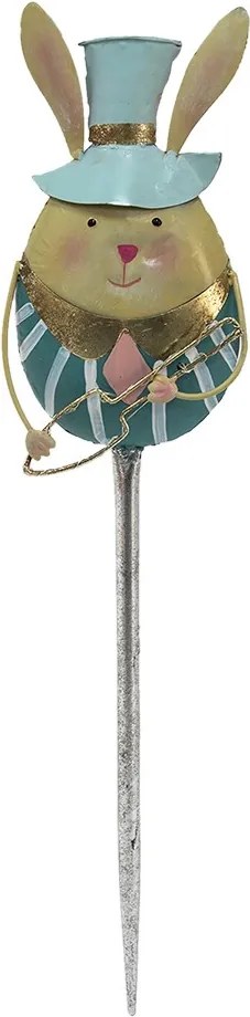 Zahradní dekorativní zápich králík v klobouku - 18*8*74 cm
