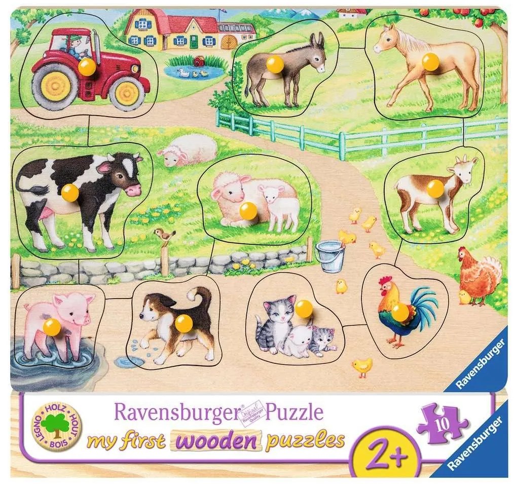 Ravensburger dřevěná vkládačka ráno na farmě