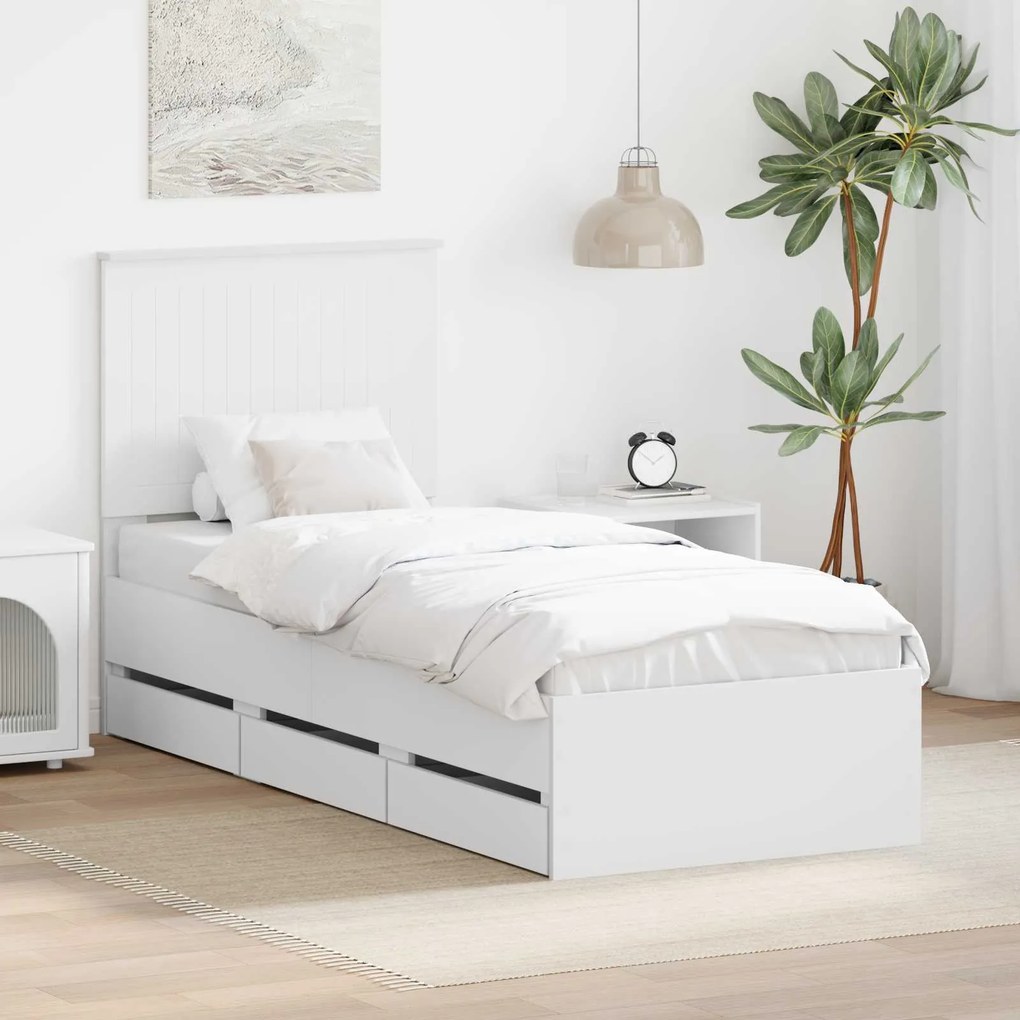 Rám postele se zásuvkou Bílá 75 x 190 cm Inženýrské dřevo 3411166