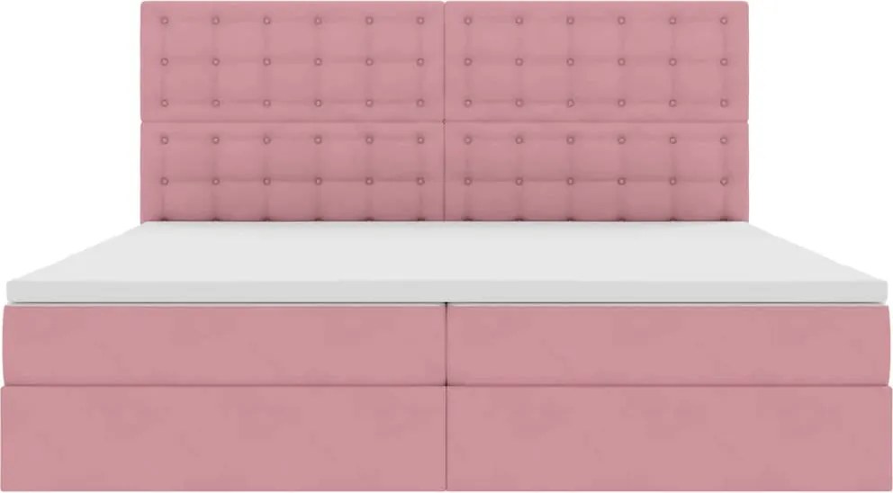 Postel s úložným prostorem a matrací Růžová 200 x 200 cm samet 3372176
