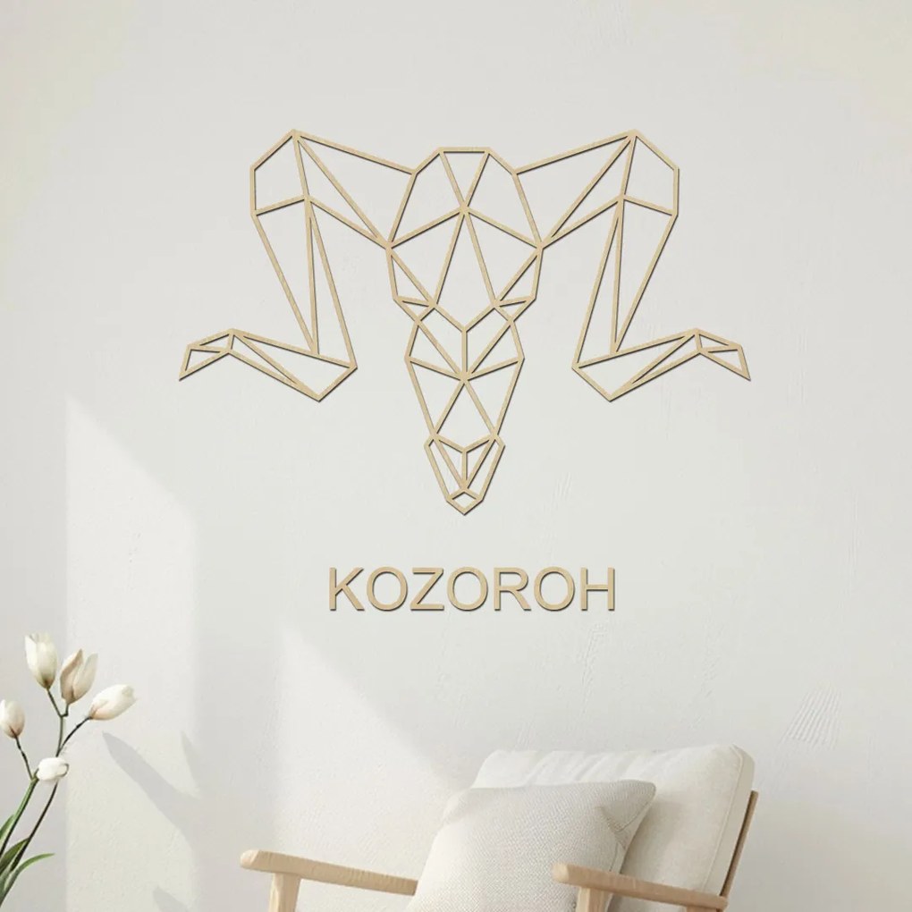 dřevo života Dřevěná samolepka na zeď znamení KOZOROH Zvolte rozměr (cm): 20x17, Zvolte barvu dekoru: Černá