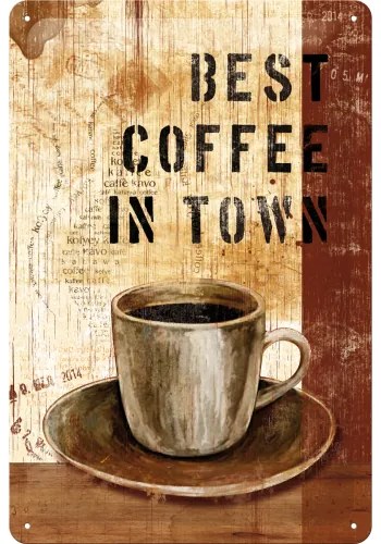 Postershop Plechová cedule: Best Coffee in Town - 30x20 cm