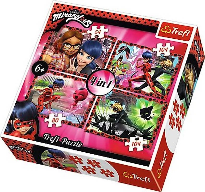 TREFL Puzzle Kouzelná Beruška a Černý kocour 4v1