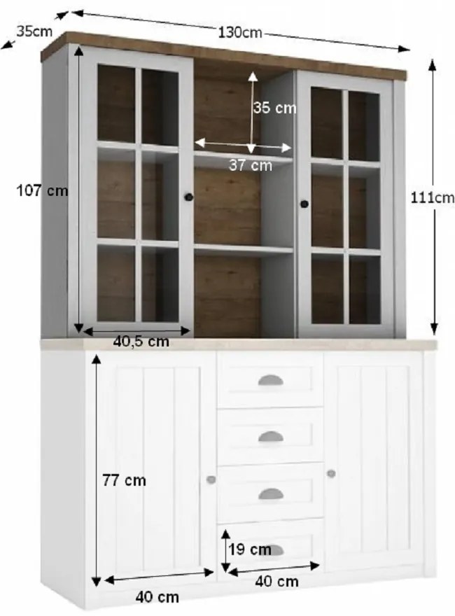Kondela Nástavec na komodu W2D, sosna Andersen / dub lefkas, PROVANCE