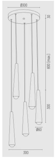 Argon 2103 - Lustr na lanku HOLLYWOOD 5xE14/7W/230V černá