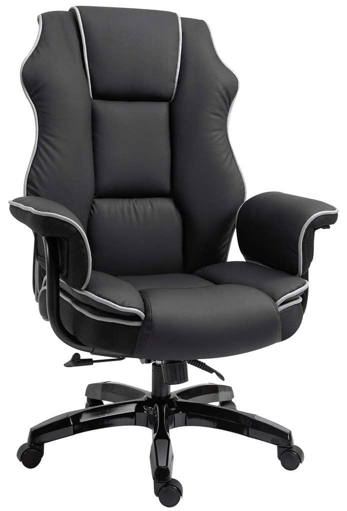 Kancelářská židle Vinsetto výškově nastavitelná s funkcí houpání ergonomická otočná o 360° s područkami umělá kůže černá 76x80x118-124 cm |