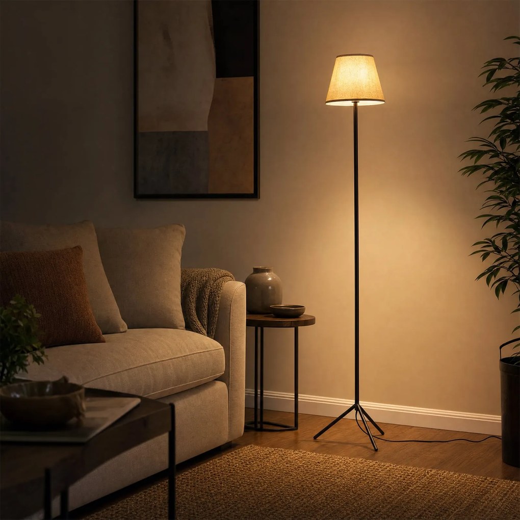 Costway Moderní stojací lampa s látkovým stínidlem E 27 Stojací lampa s kovovým