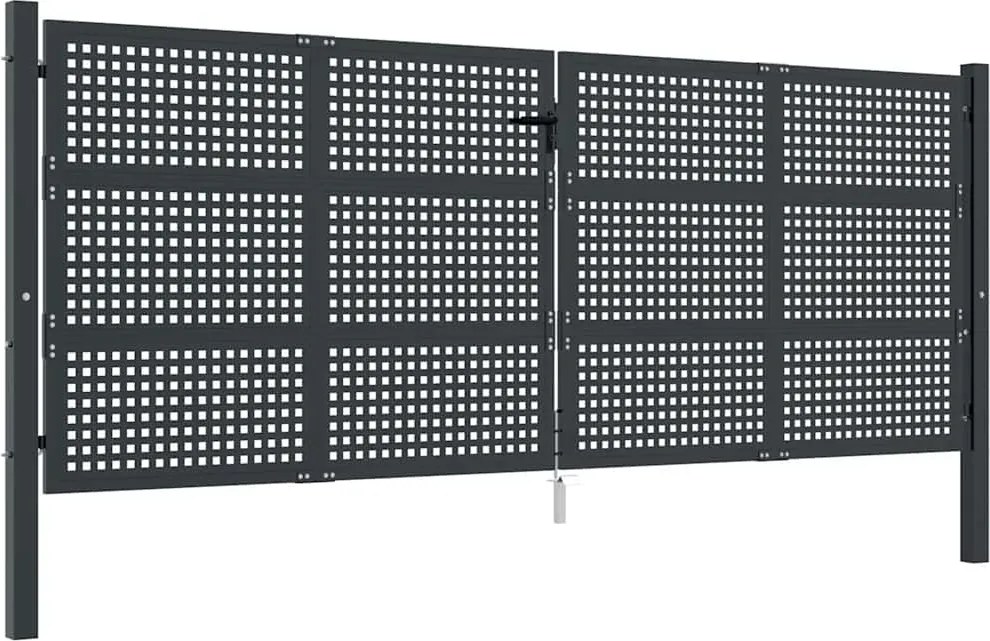 Zahradní branka antracitová 400 x 125 cm ocelová 154573