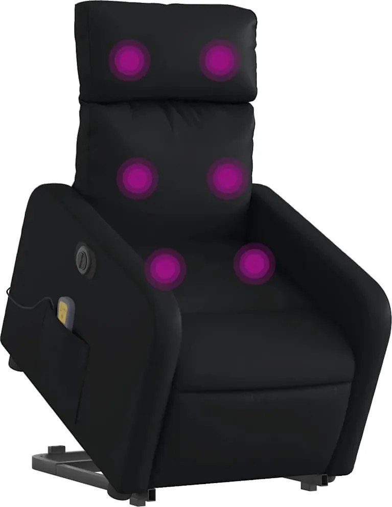 Elektrické zvedací masážní polohovací křeslo černé umělá kůže 3206770