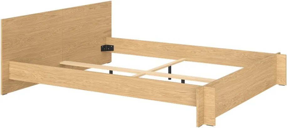 Dvoulůžková postel z dřevotřísky/z překližky v dekoru dubu s roštem 140x200 cm v přírodní barvě Valt – noo.ma