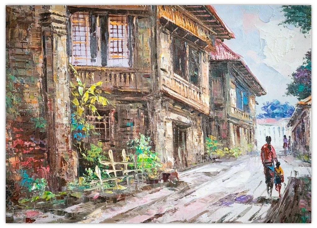 Skleněný obraz Filipínské vesnice, Asie (70x50 cm)