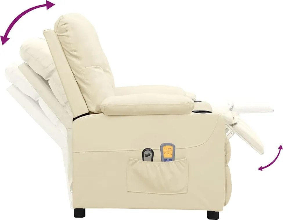 Elektrické masážní křeslo krémové umělá kůže 3098873