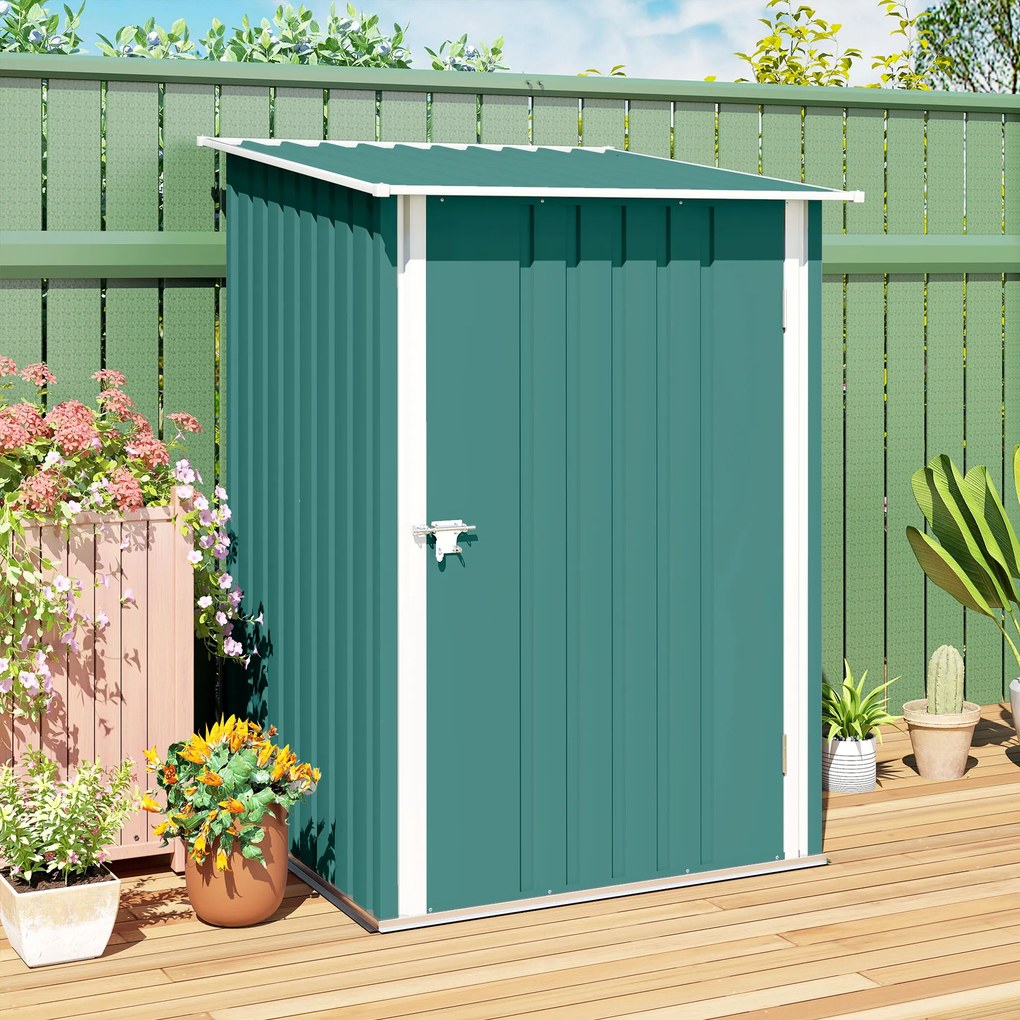Zahradní kůlna Outsunny 0,92 m² 100x103x160 cm - Kovová kůlna se 1 dveřmi a zámkem na nářadí pro terasu