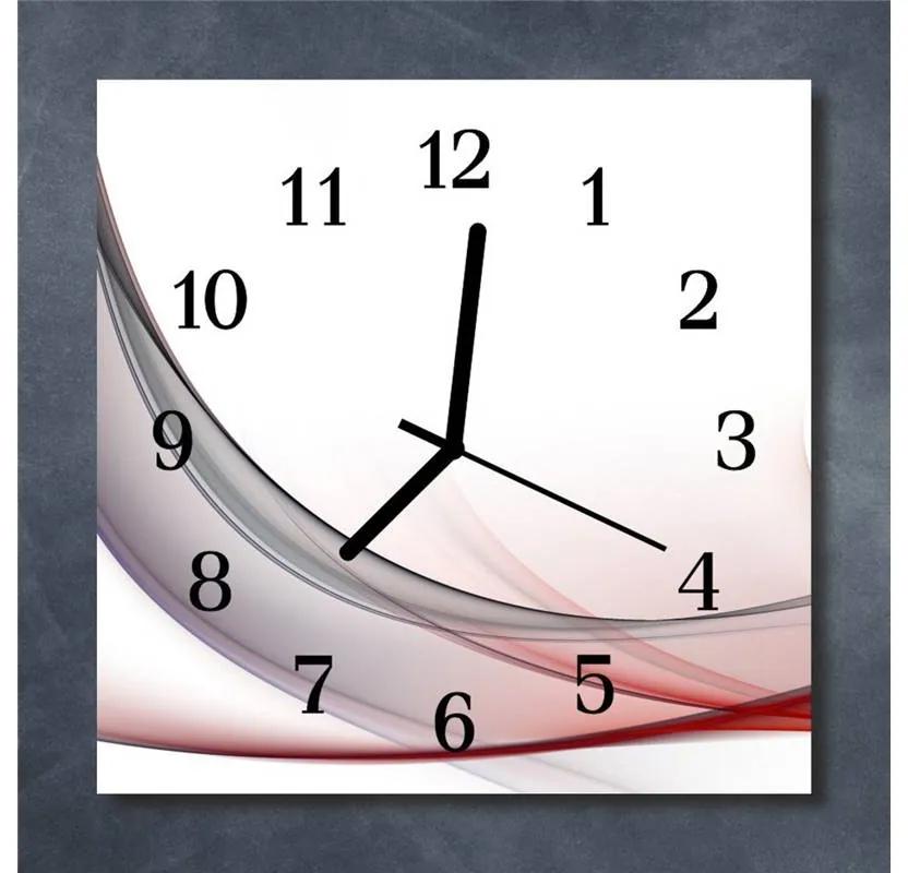 Nástěnné hodiny obrazové na skle - Abstrakt červenočerný I
