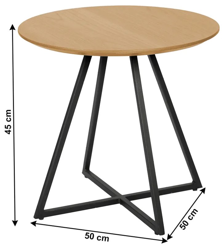 Příruční stolek Delik, dub, pr. 50 cm