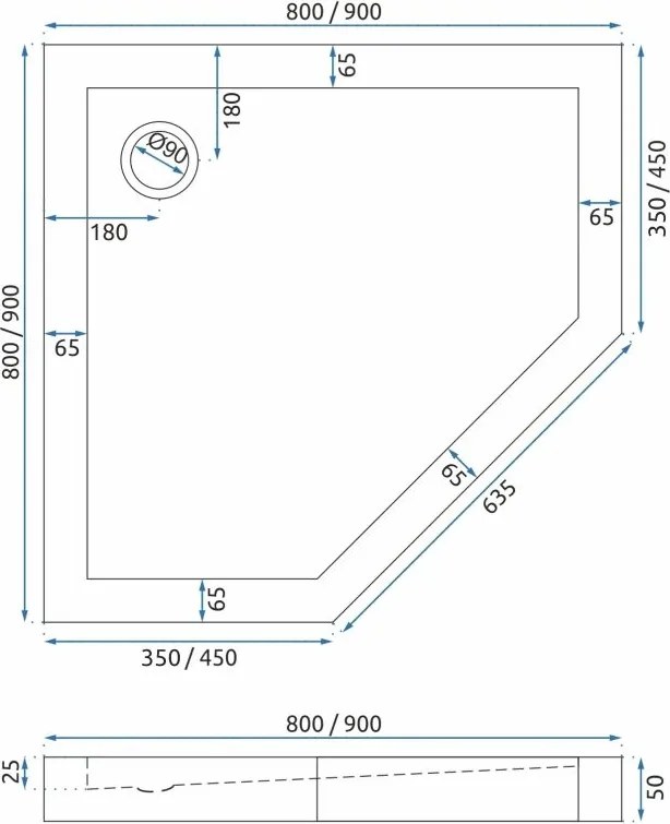 Rea Diamond, sprchový kout 90x90x195 cm, 6mm čiré sklo, zlatý profil + bílá sprchová vanička, KPL-04904