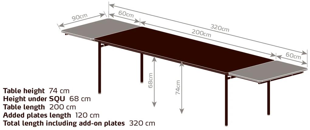 Rozkládací jídelní stůl Taffel, 90 x 200-320 cm, více variant - Eva Solo Barva: černá